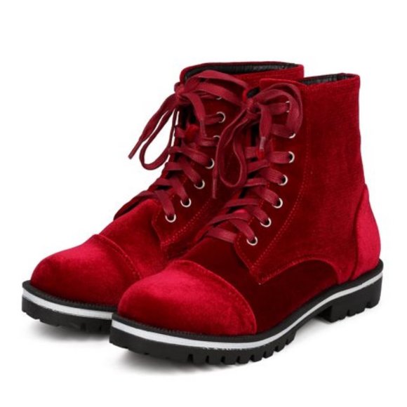 Cape Robbin | Shoes | Cape Robbin Velvet Lace Up Lug Sole Striped ...